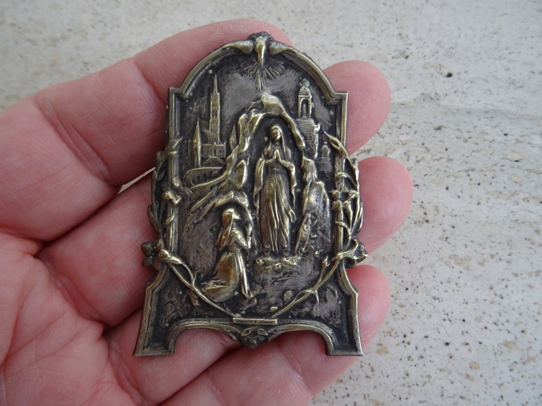 Religious Antique French Copper Catholic Altar Chapel Pocket Shrine of ...
