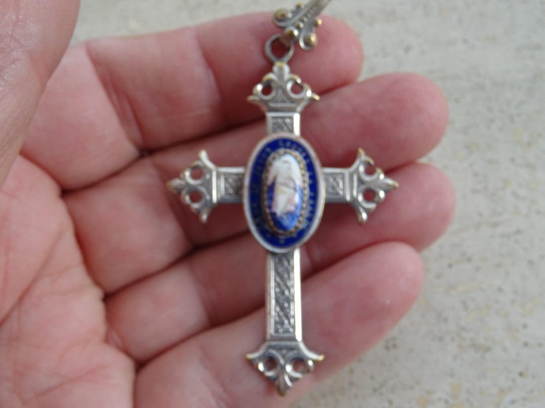 Religious Antique French Christian Catholic Pendant Cross Crucifix With ...