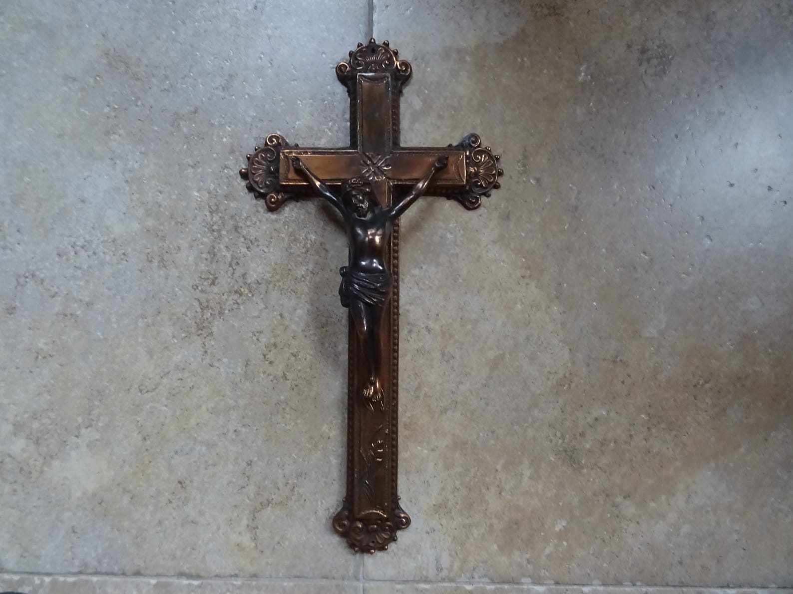 Big Religious French Bronze Catholic Crucifix Pendant Cross Pectoral ...