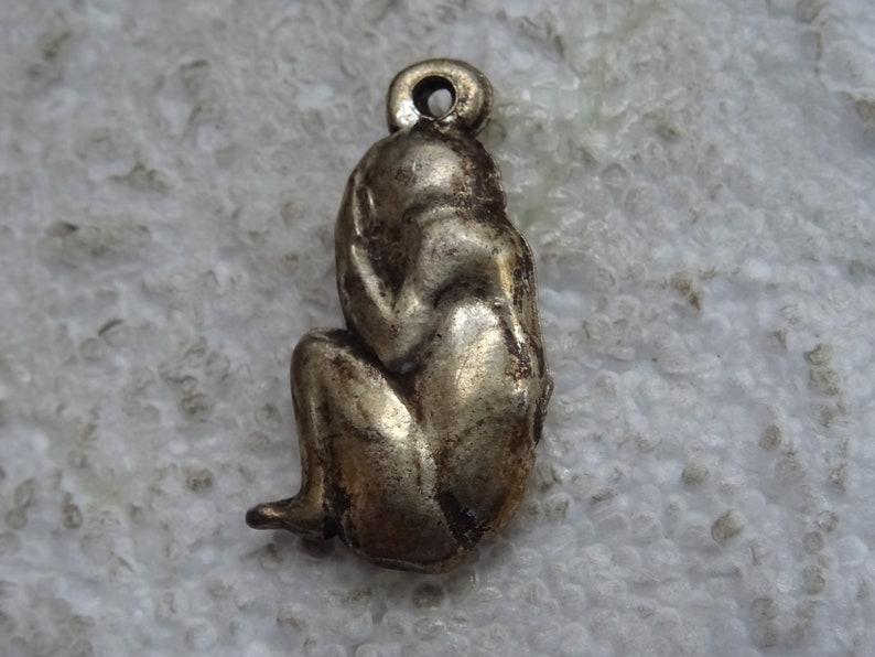 French Silvered Medal Charm Medallion Pendant of a Monkey Ape. ( E 2 ...