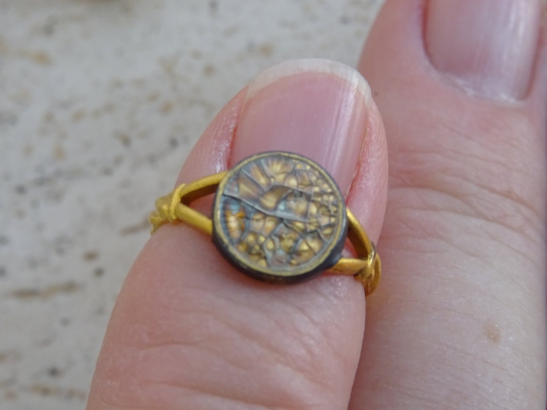Religious Antique Vermeil Gold Plated Enameled French Catholic Ring ...