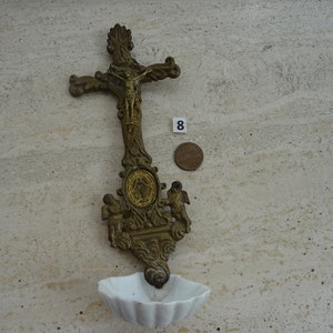 Religious Antique Catholic French Copper Holy Water Font Stoup of Holy ...