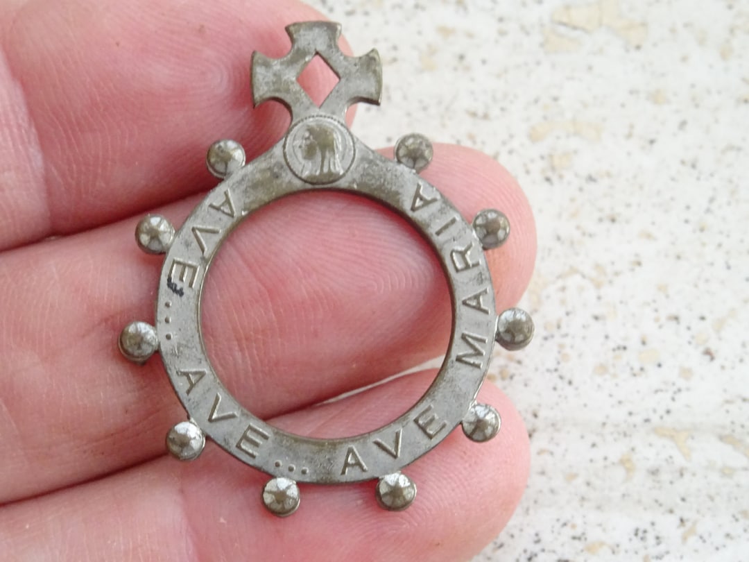 Religious French Finger Chaplet Decade Finger Rosary Ring Pocket Beads ...