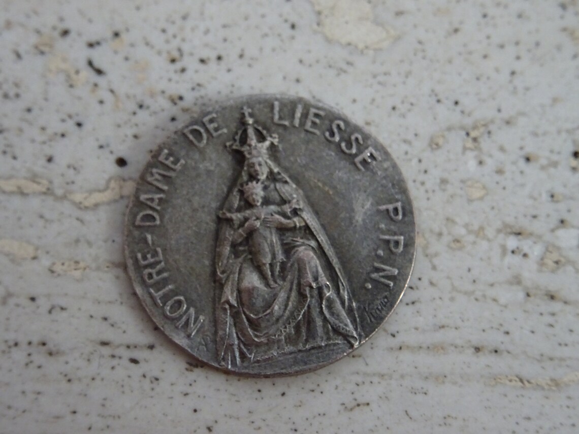 Antique French Silvered Catholic Token Medal Pendant Holy Charm ...