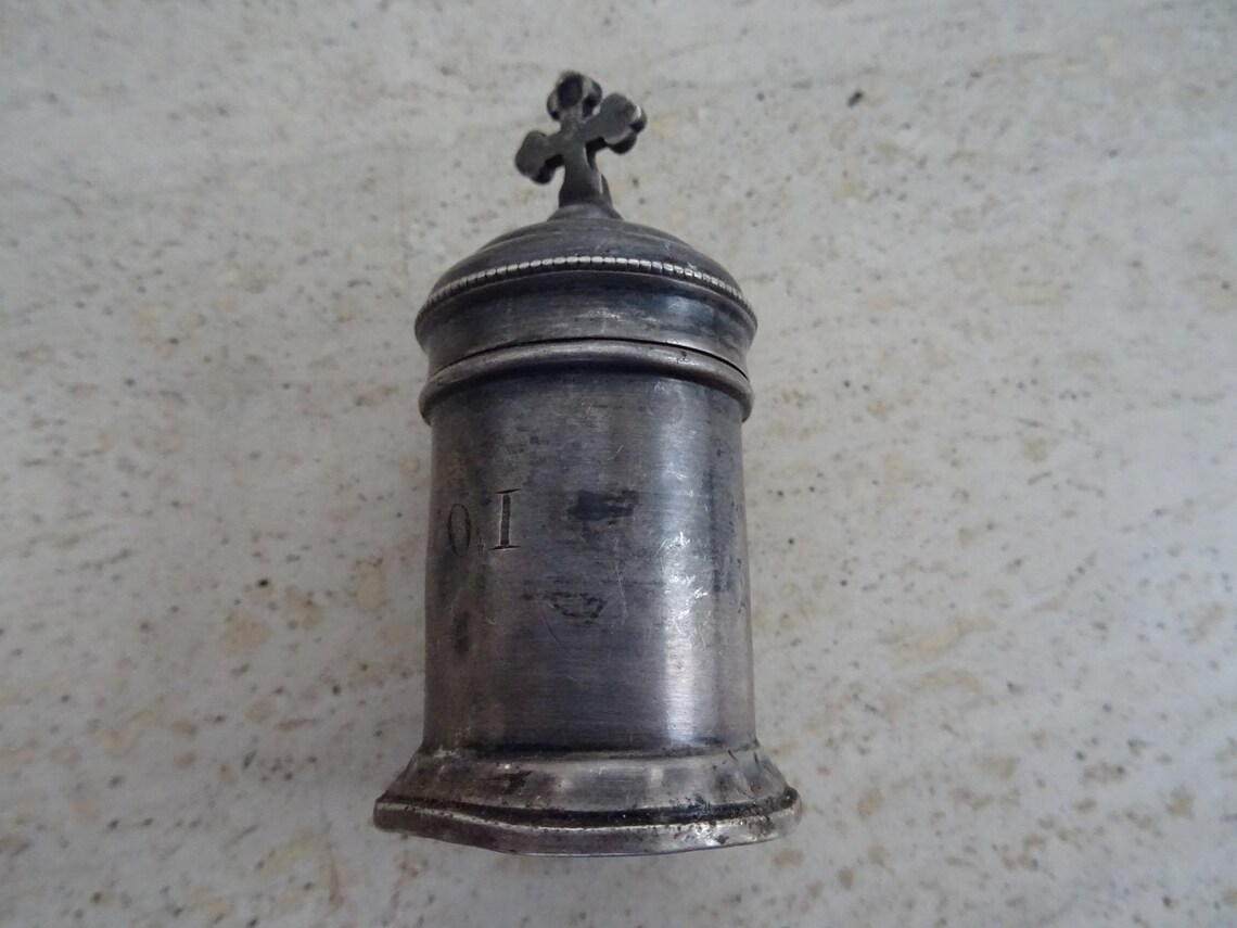 Religious Antique French Silver MARKED Chrismatorium Holder Shrine ...