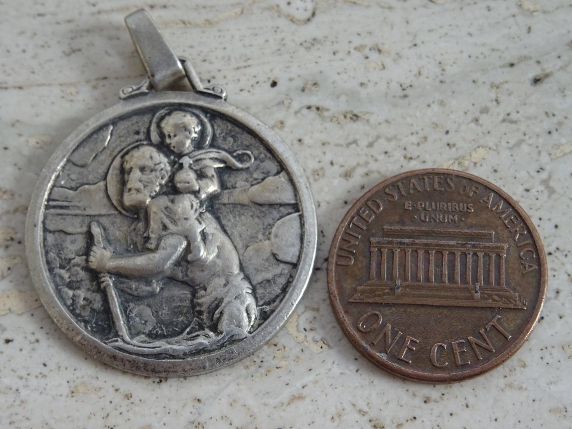 Religious Antique French Silver ( MARKED ) Catholic Medal Pendant ...