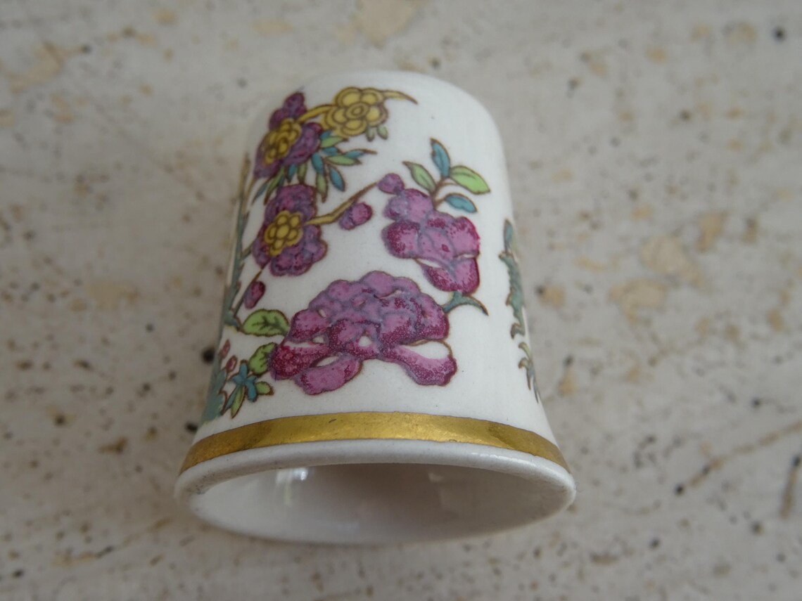 Vintage French Porcelainen Thimble Thimbleful With Flowers. ( D 8 ) - Etsy