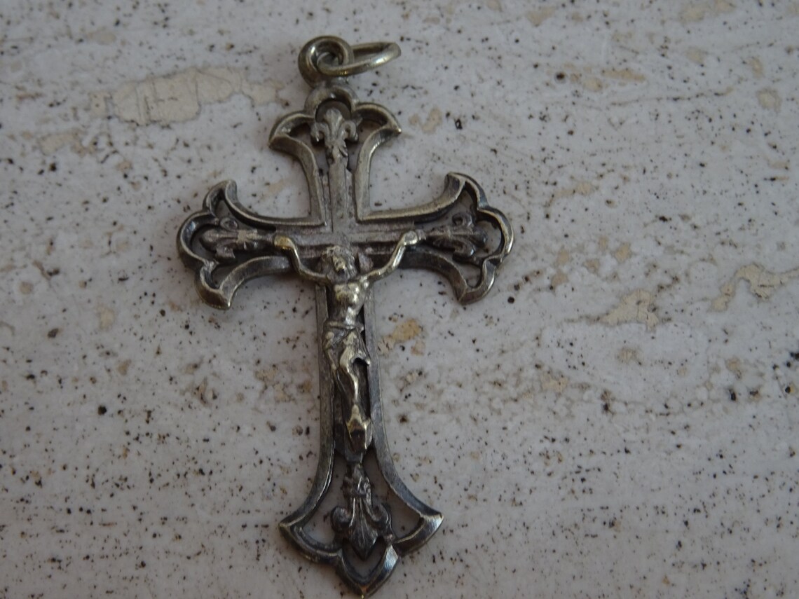Religious Antique French Catholic Crucifix Pendant Cross Pectoral Cross ...