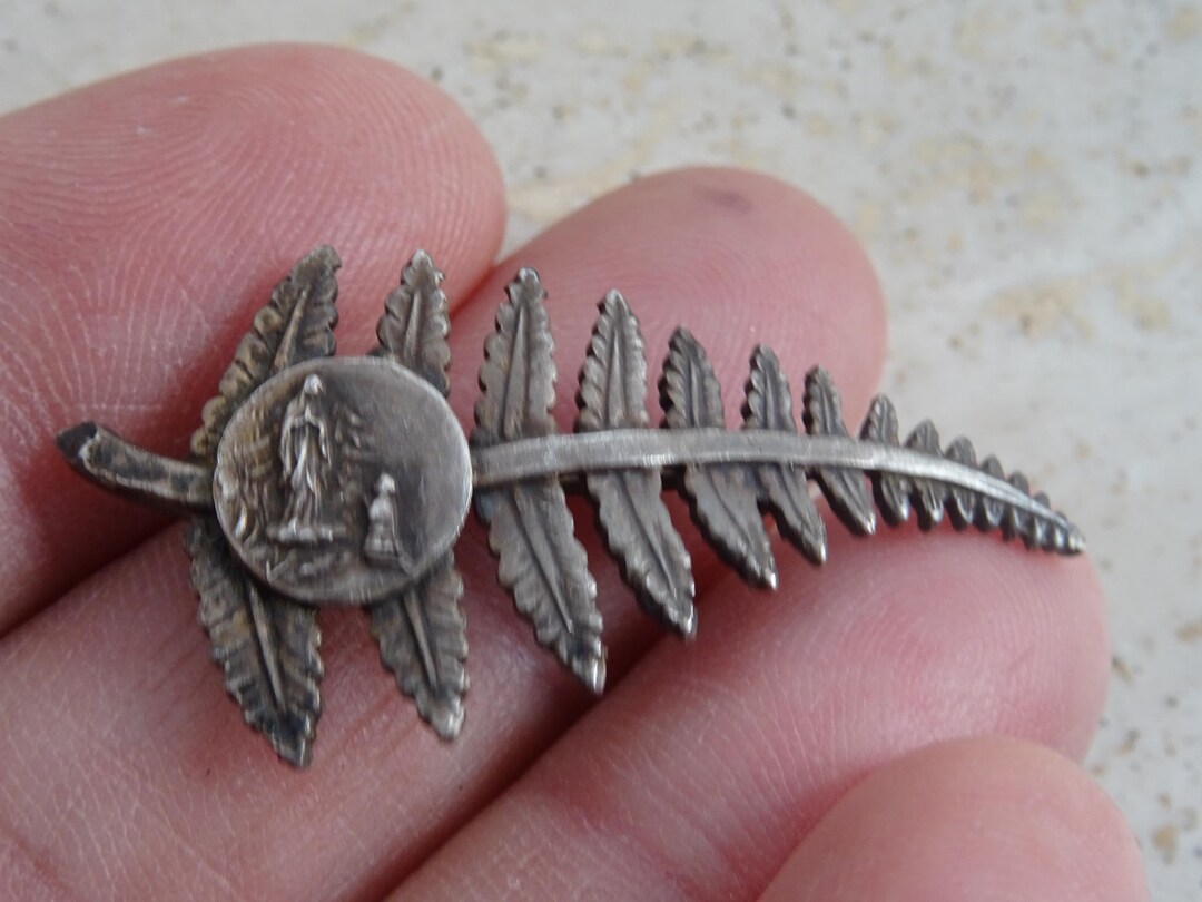 Religious Antique French Silver Plated Catholic Brooch in the Shape of ...