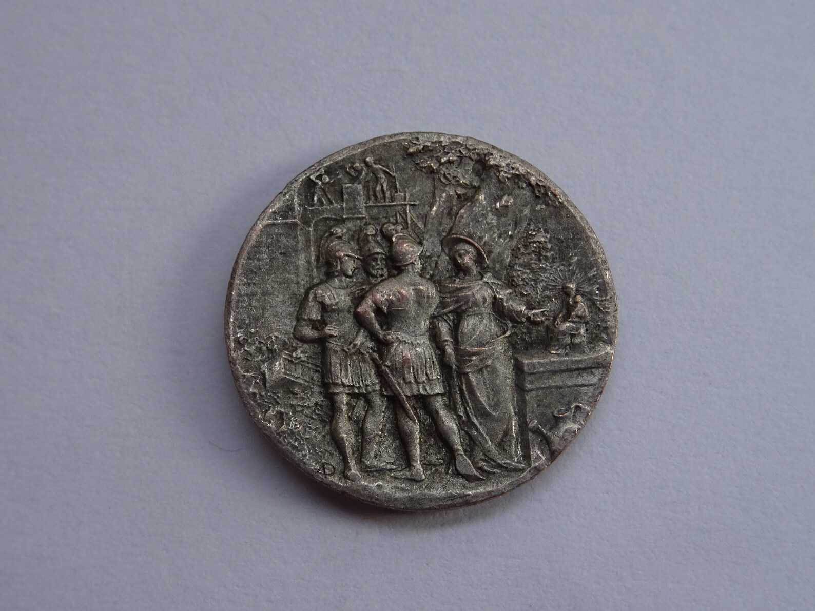 Antique French Silvered Catholic Token Medal Pendant Holy Charm ...