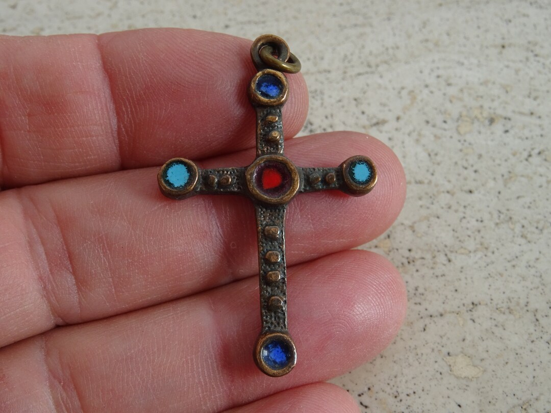 Religious Copper Enameled Catholic Christian Crucifix Pendant Cross ...