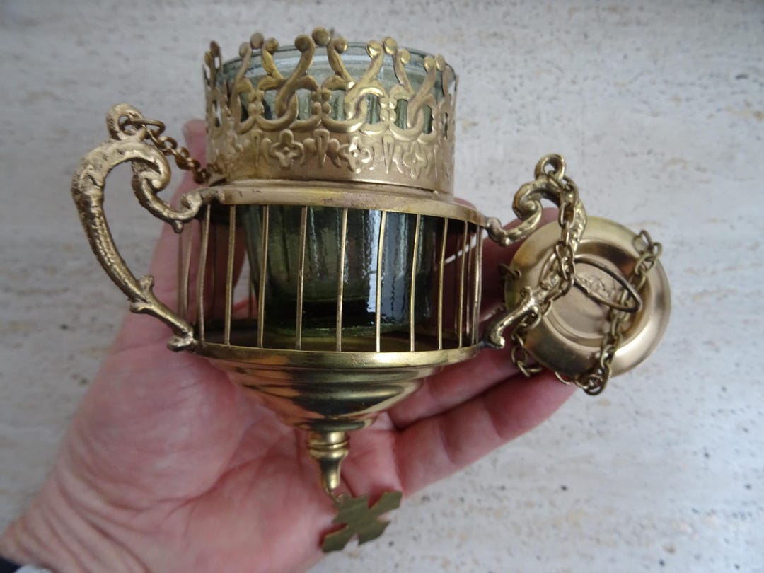 Religious Antique French Brass Gods Lamp Godslamp Sanctuary Lamp With ...