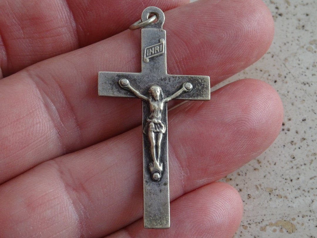 Religious Antique French Silver Catholic Crucifix Pendant Cross ...