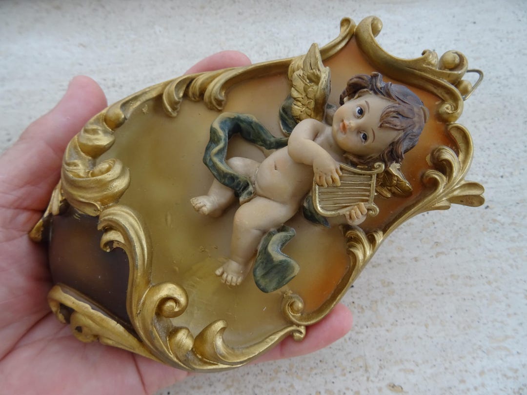 Religious Catholic French Holy Water Font Stoup of Polyresin With ...