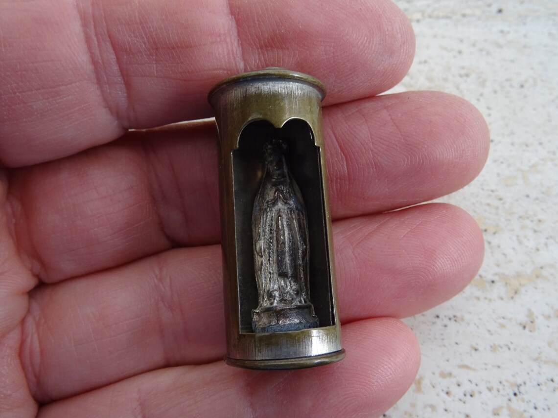 Religious Antique French Catholic Copper Pocket Shrine Chapel Altar ...