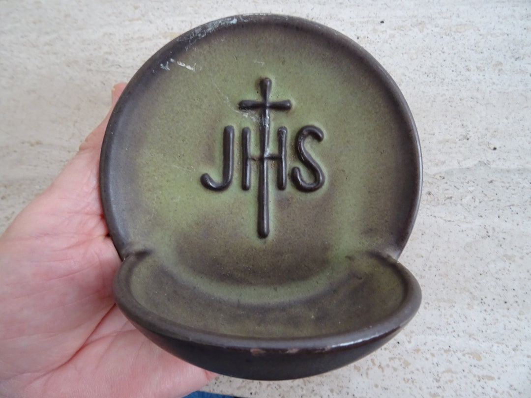 Religious Catholic French Holy Water Font Stoup of Ceramics Pottery ...