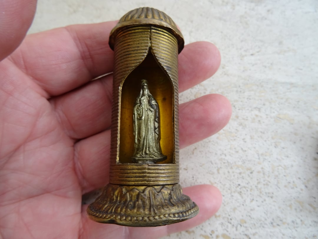Religious Antique French Copper Catholic Pocket Shrine Altar Chapel ...