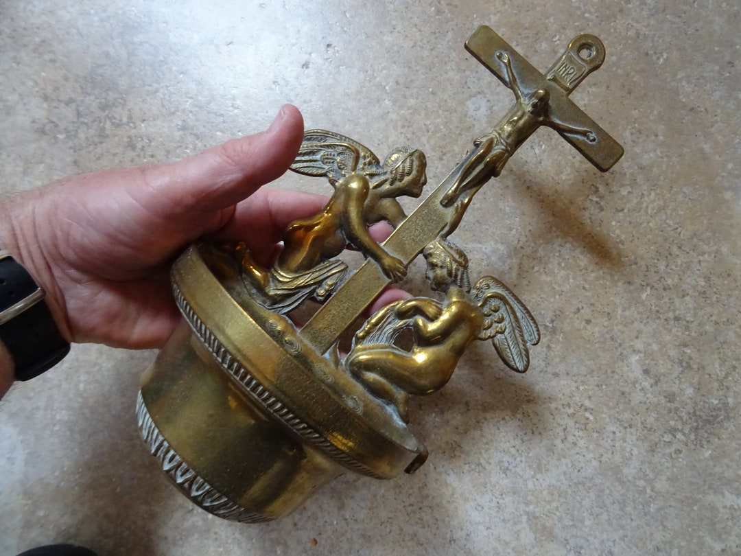 Religious Antique Catholic French Copper and Glass Holy Water Font ...