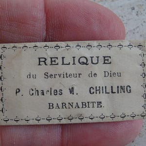 Religious Antique French Catholic Paper Shrine With Relic of Father P ...