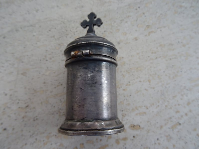 Religious Antique French Silver MARKED Chrismatorium Holder Shrine ...