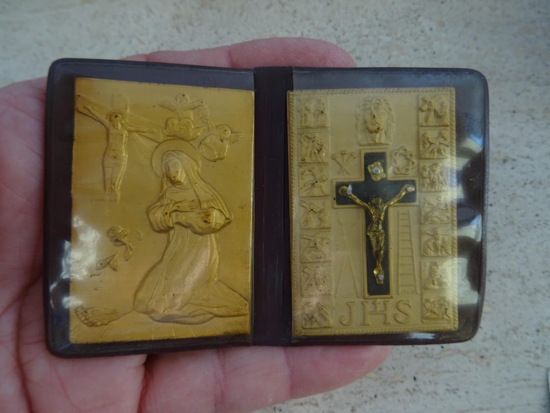 Religious Catholic Relic Relique Reliquary Shrine With Plaque Saint ...