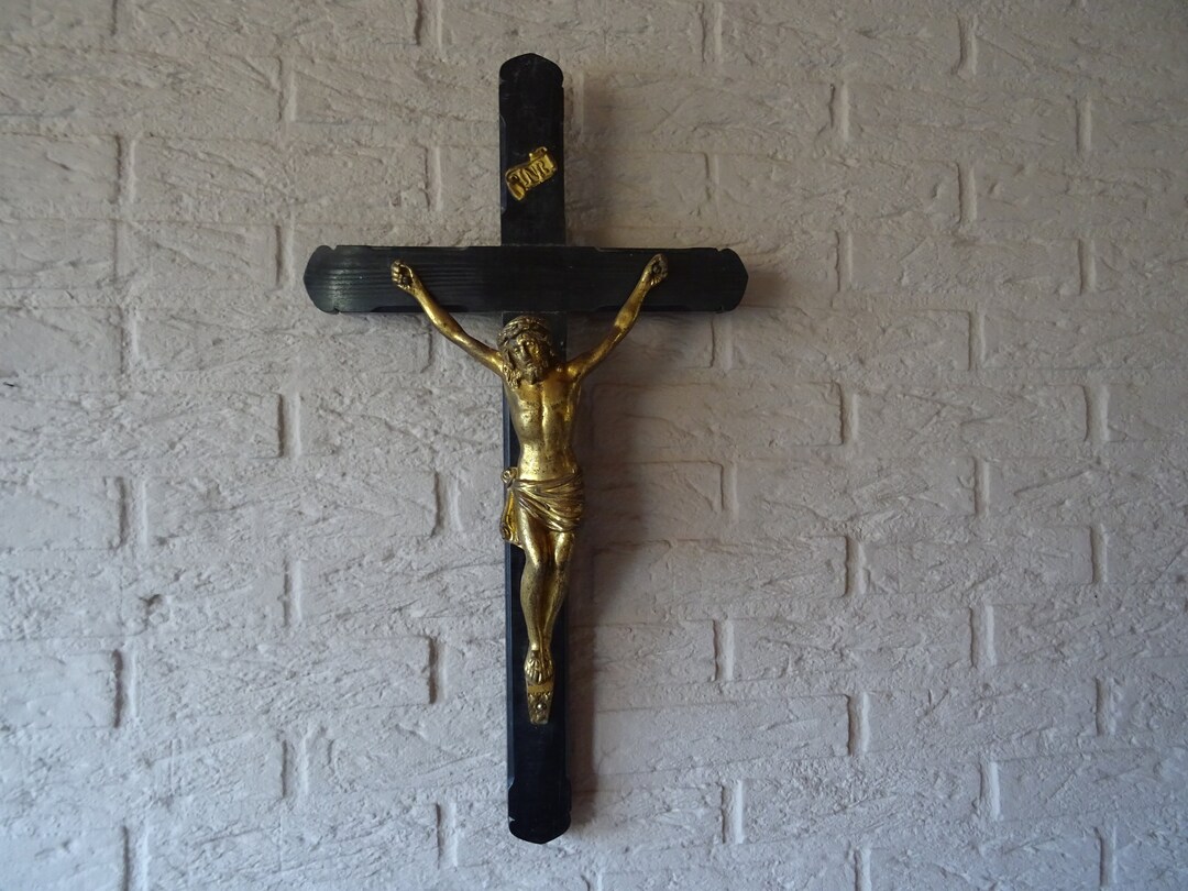 Enormous Huge Religious Antique French Wooden Crucifix Cross With ...