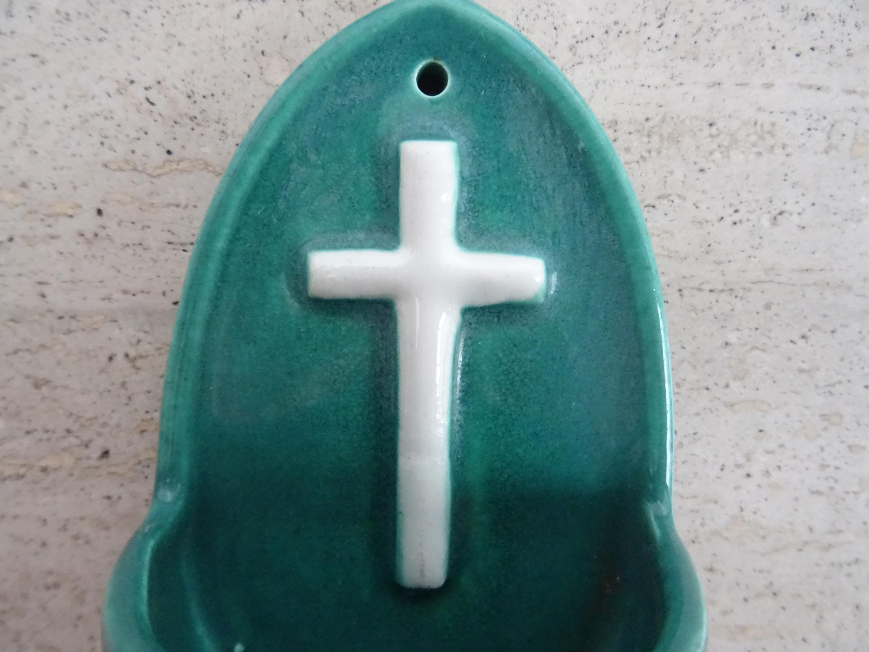 Religious Vintage Catholic Holy Water Font Stoup of Porcelain of PAX ...