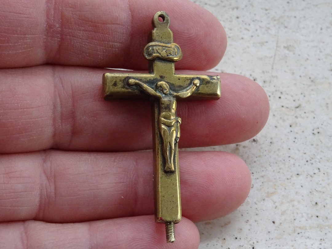 Rare Religious Antique Copper Shrine Pendant to Open Cross Crucifix ...