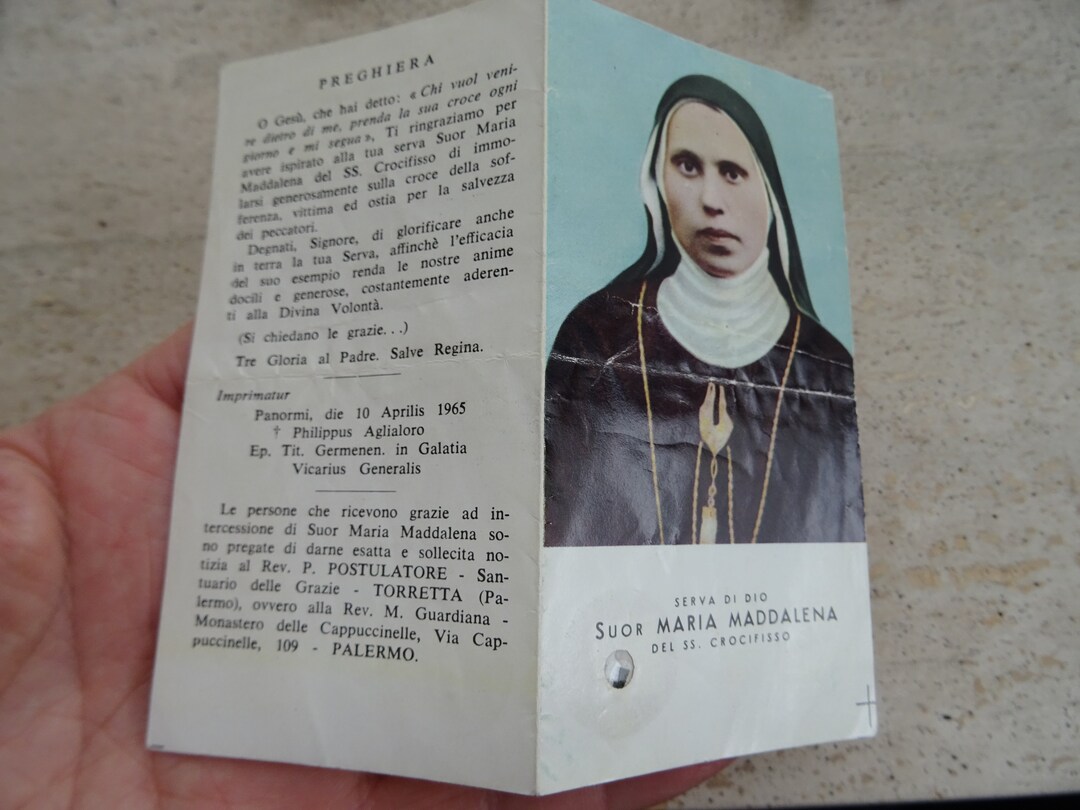 Religious Catholic Card Shrine Reliquary Relic of the Cloth of Blessed ...