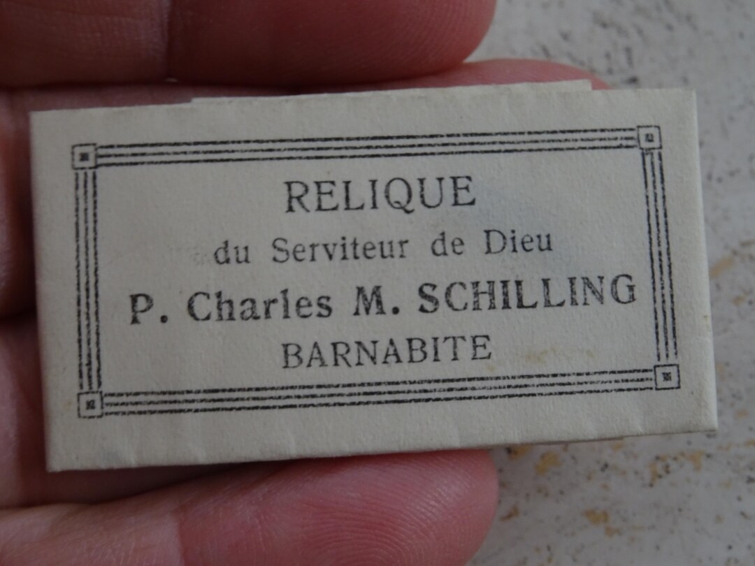 Religious Antique French Catholic Paper Shrine With Relic of Father P ...