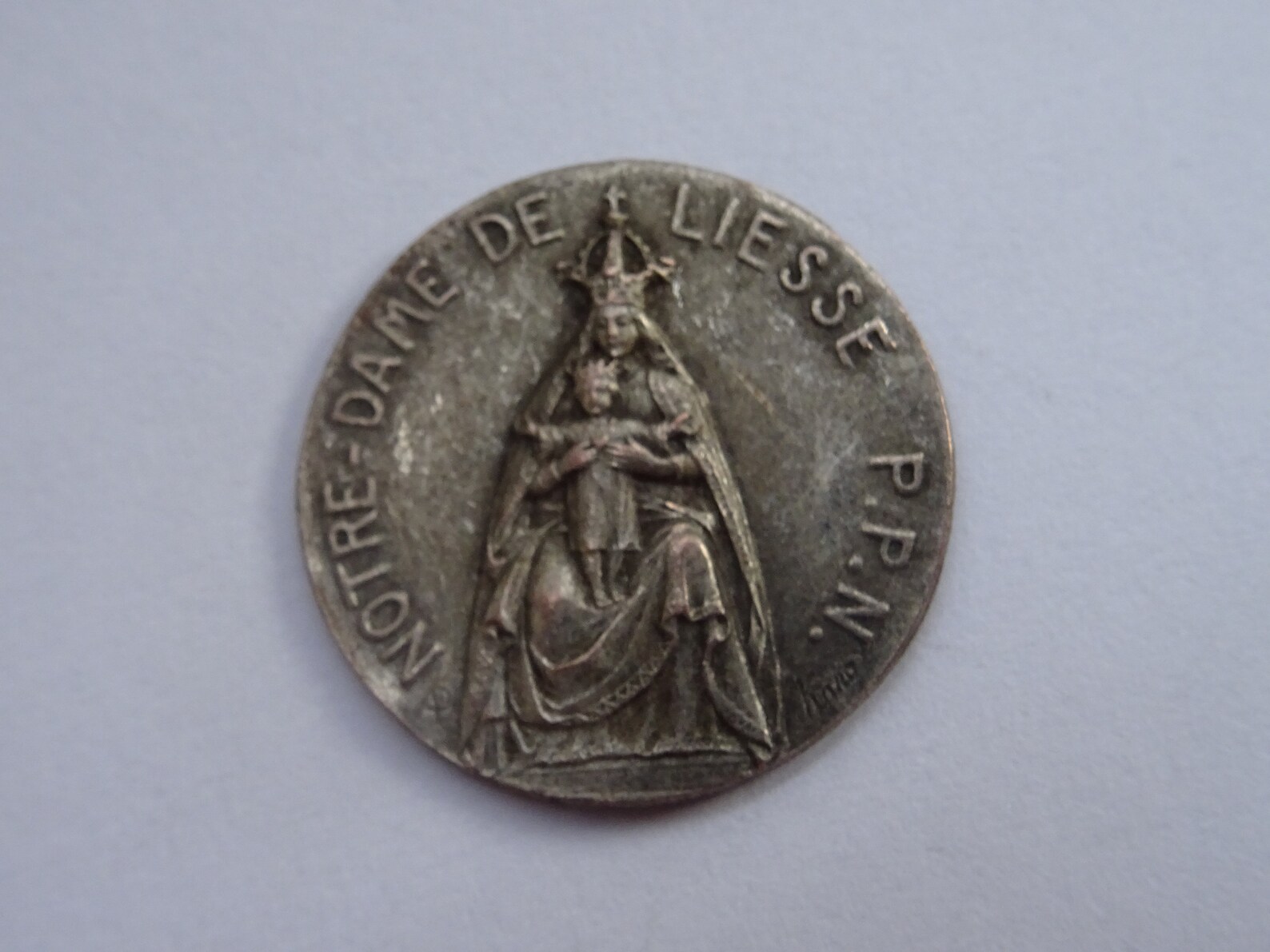 Antique French Silvered Catholic Token Medal Pendant Holy Charm ...