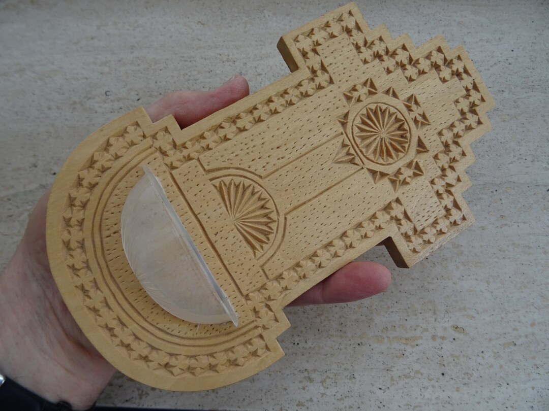 Religious Wooden Carved Holy Water Font Stoup With Cross Crucifix. ST ...