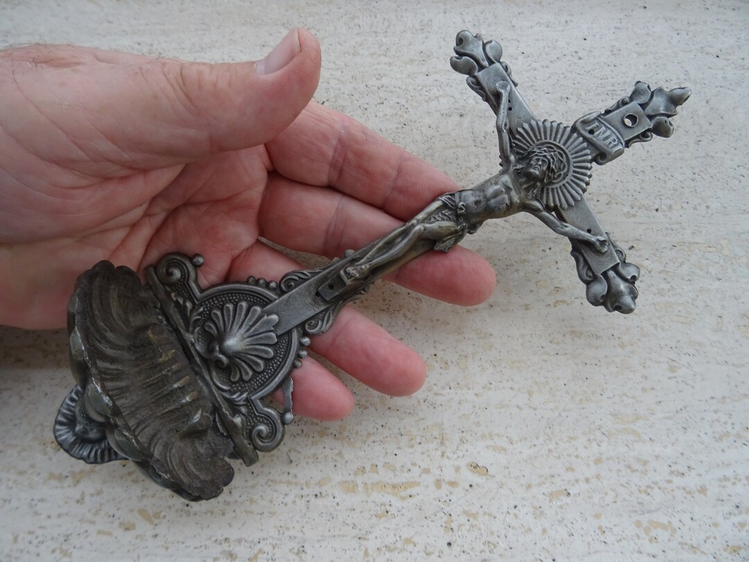 Religious Catholic French Pewter Holy Water Font Stoup With a Cross ...