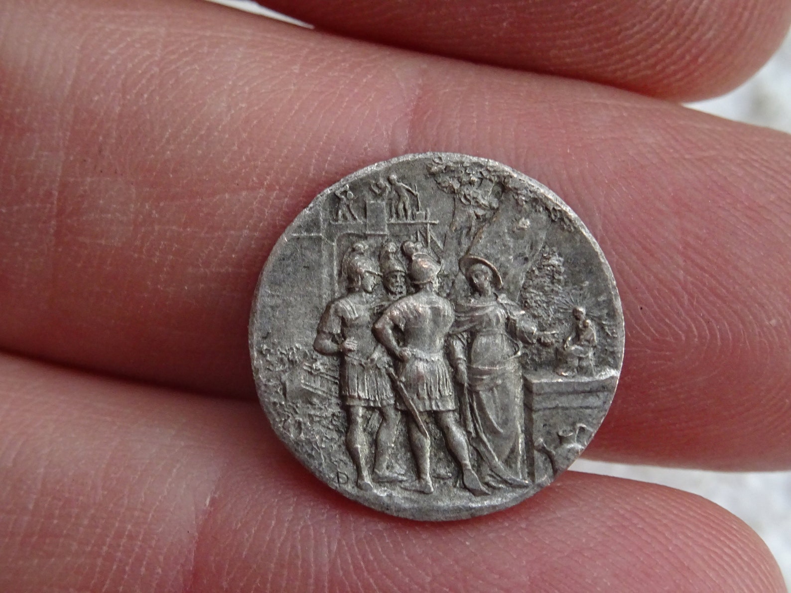 Antique French Silvered Catholic Token Medal Pendant Holy Charm ...