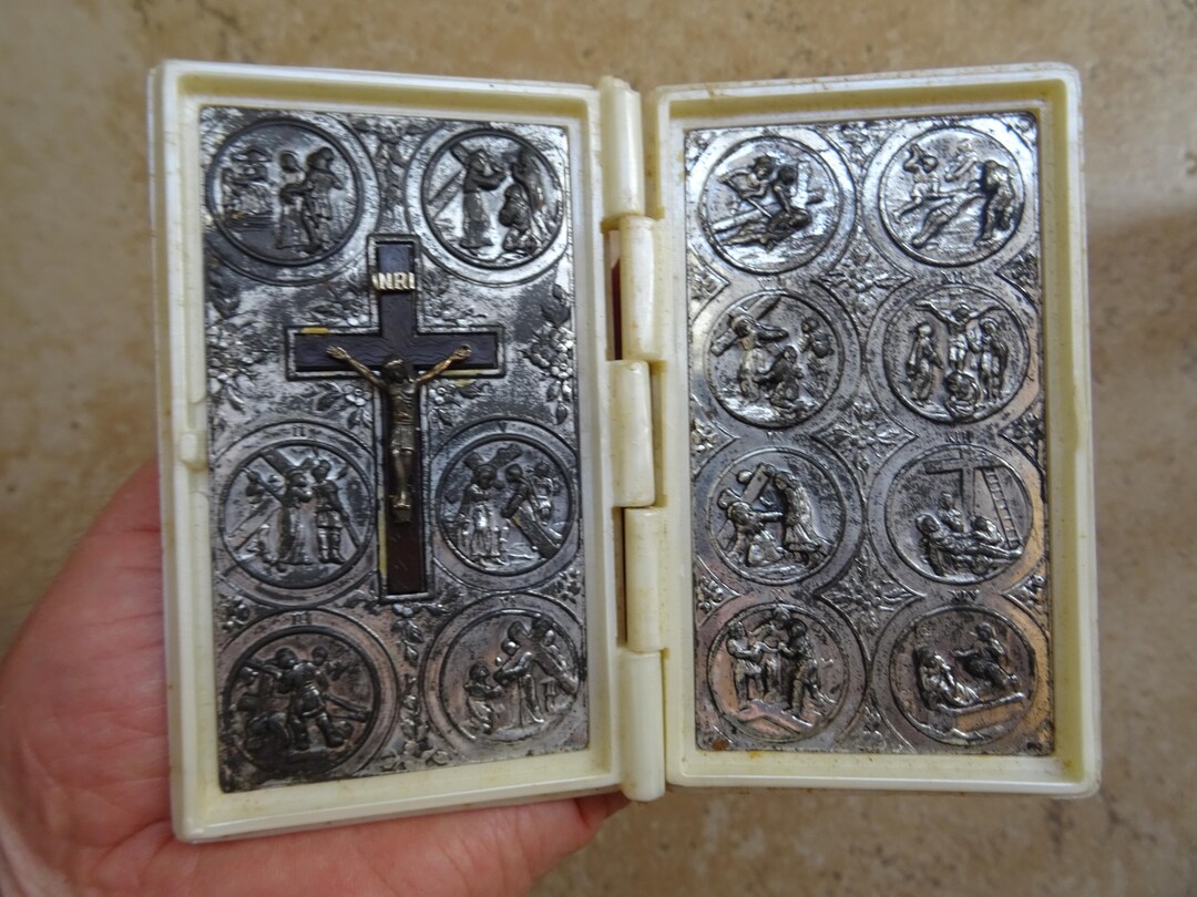 Religious French Catholic Booklet Memorial Tablet Plaques With Cross ...