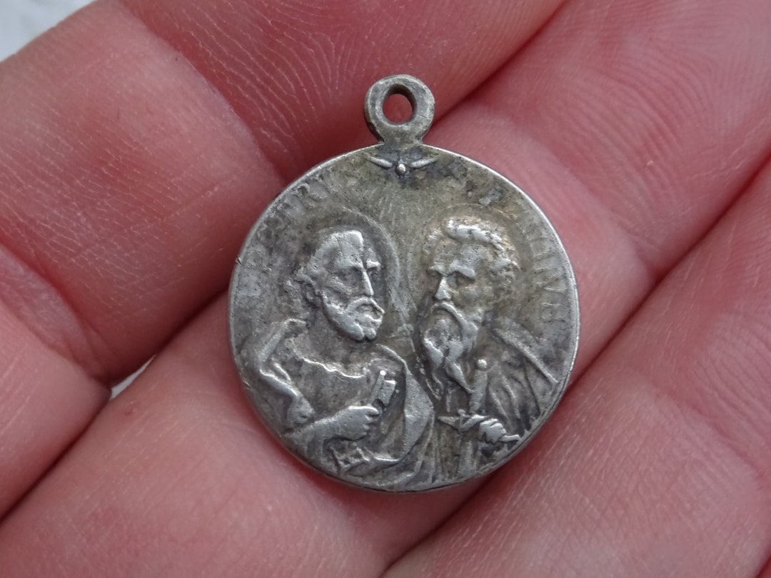 Religious Silvered Catholic Medal Pendant Medaillon Holy Charm ...