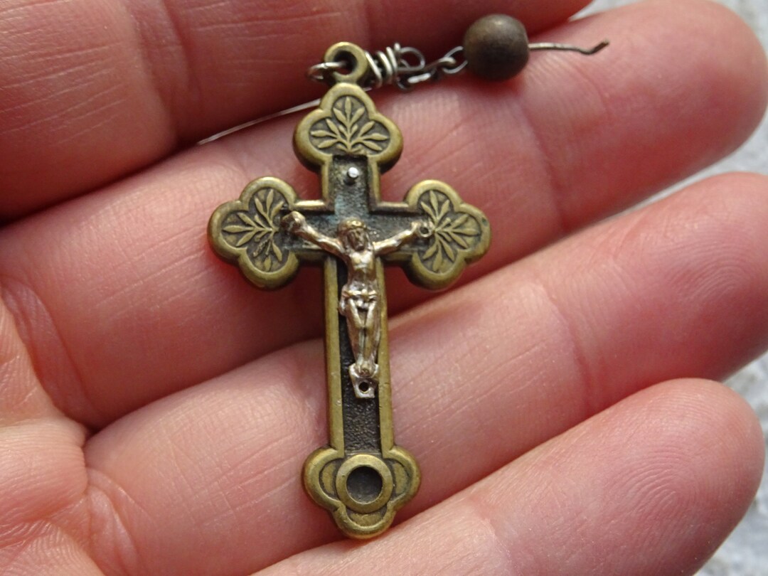 Religious Antique French Copper Crucifix Pendant Pectoral Cross Jesus ...