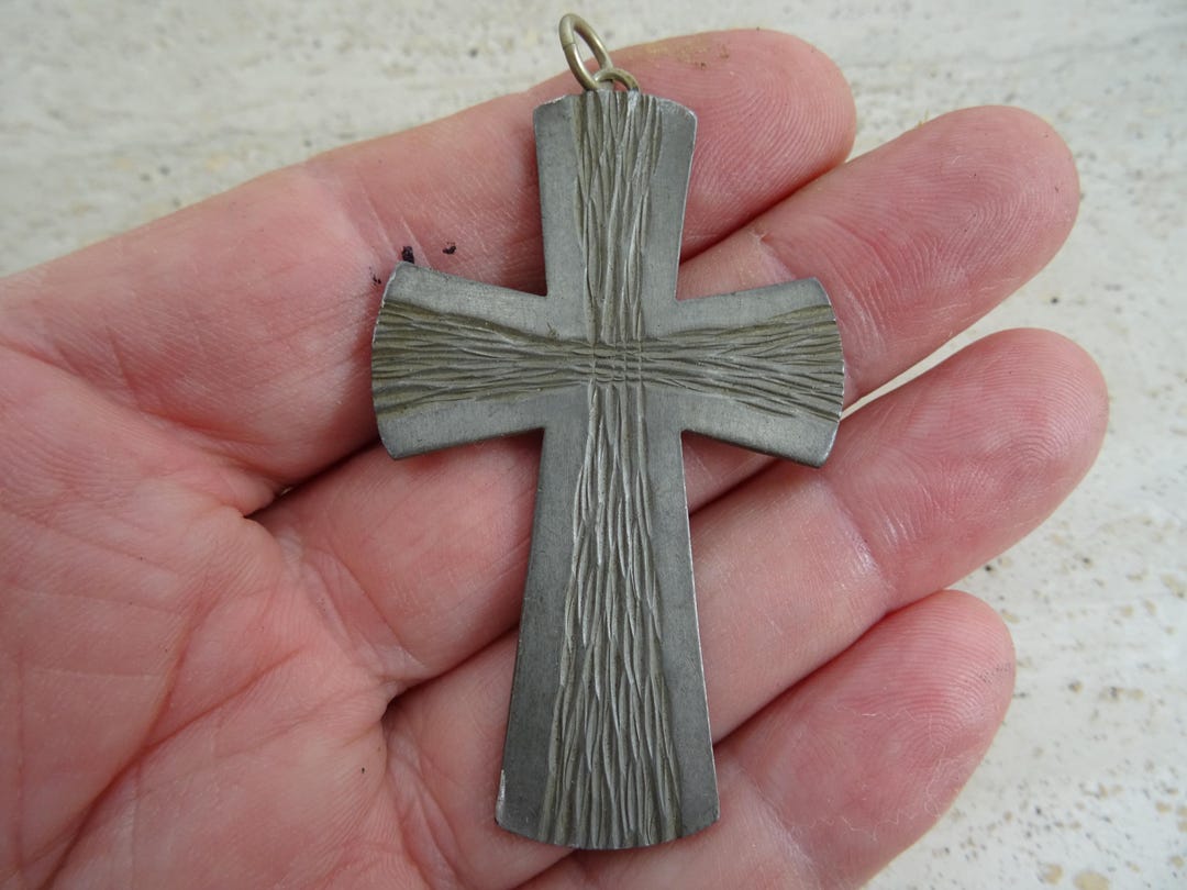 Religious Catholic Danish Modernist Pewter Cross Crucifix Pendant Cross ...