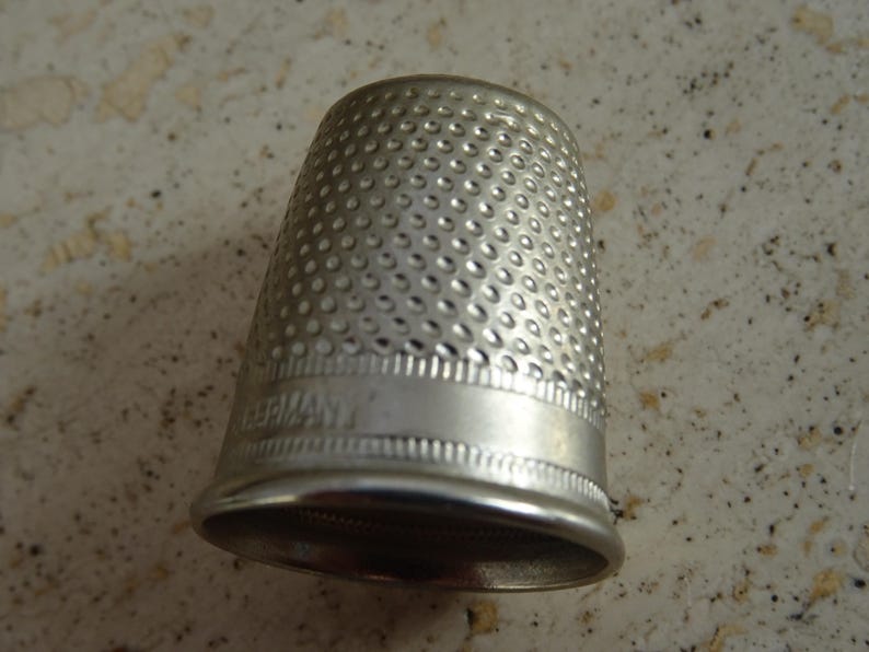 Vintage Silvered Thimble Thimbleful With Travel Shield Thimble Crest ...