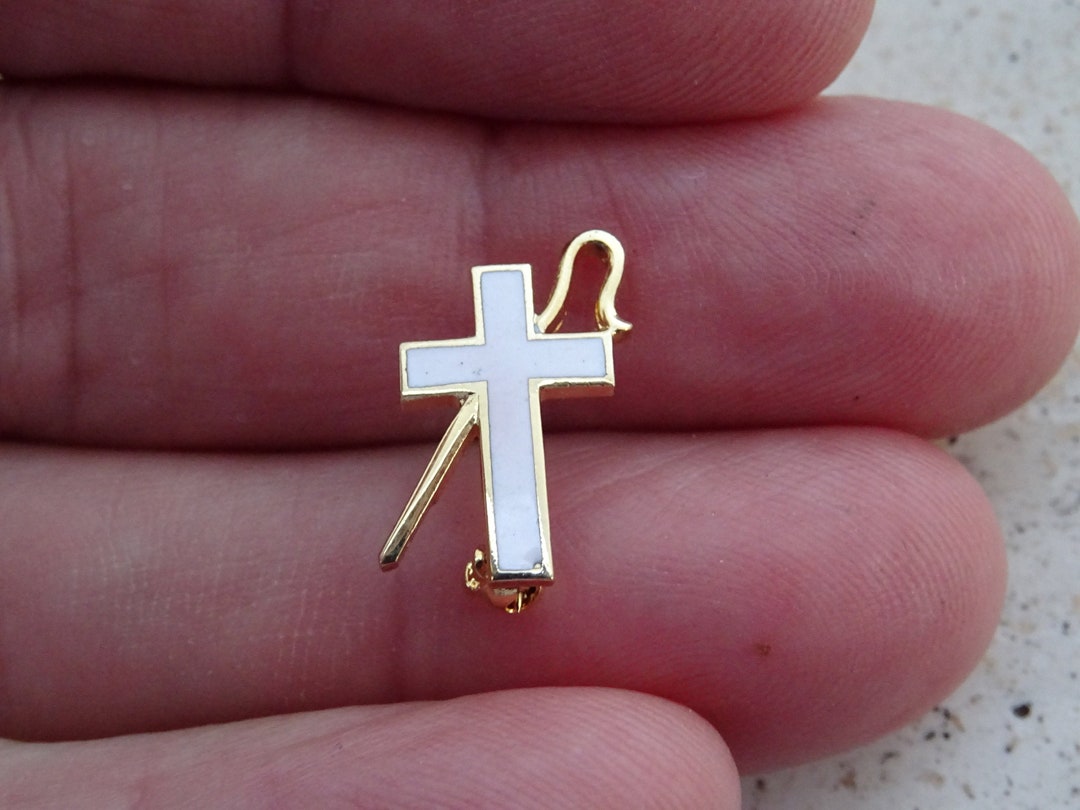 Religious Antique French Catholic Vermeil Enameled Brooch Cross ...