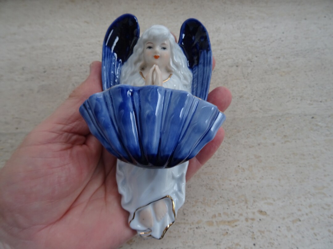 Religious Catholic Holy Water Font Stoup of Porcelain With a Praying ...