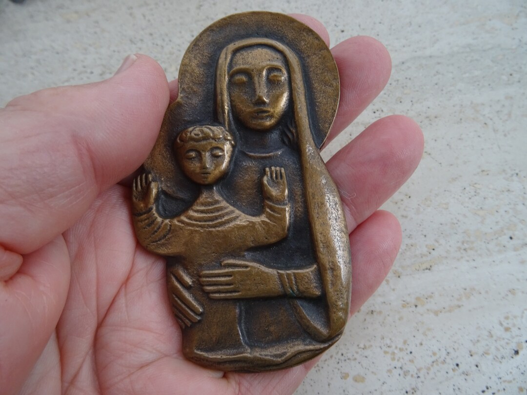 Big Religious Catholic Bronze Medal Pendant Medallion Memorial Tablet ...
