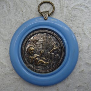 Religious Antique French Vermeil Bakelite Cradle Medal Pendant Charm ...
