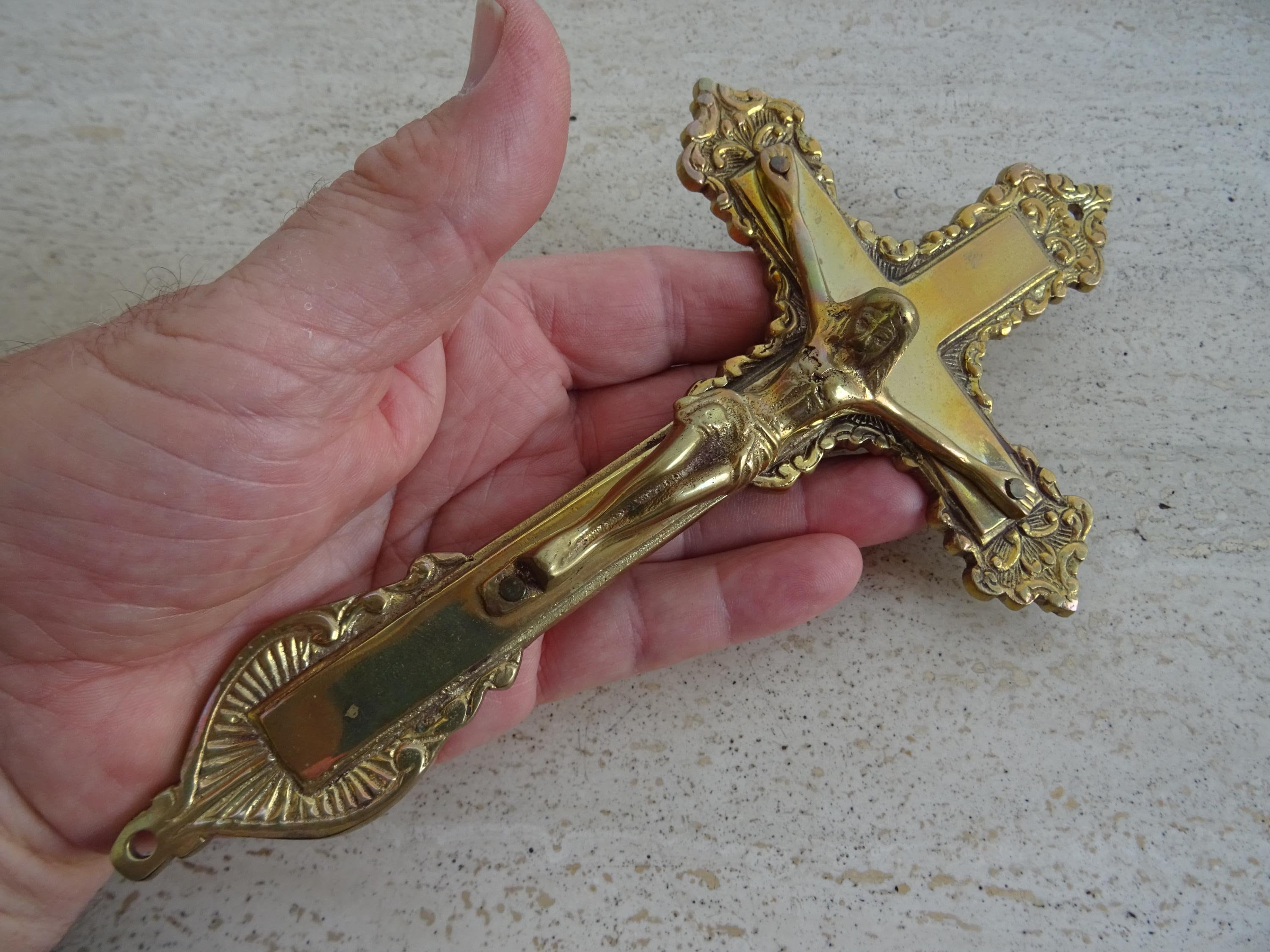Religious French Catholic Copper Crucifix Cross With Body Corpus Holy ...