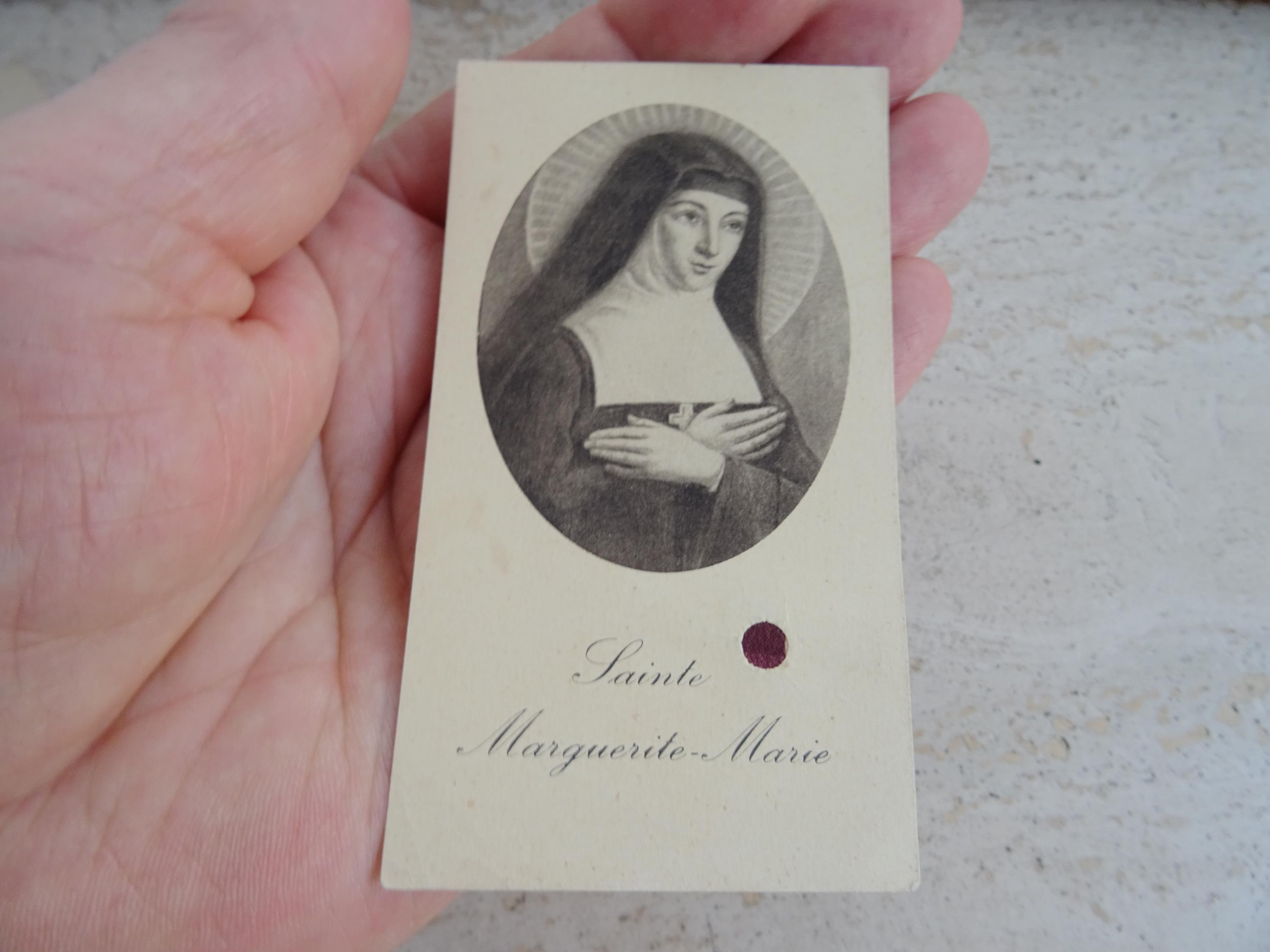Religious Antique French Reliquary Shrine Card With Relic of Saint ...