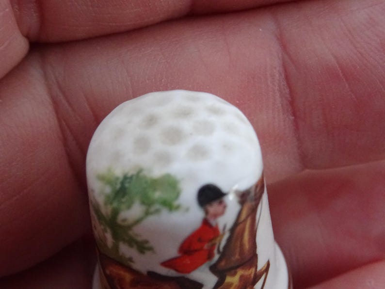 Vintage French Porcelainen Thimble Thimbleful With a Horse and a Jockey ...