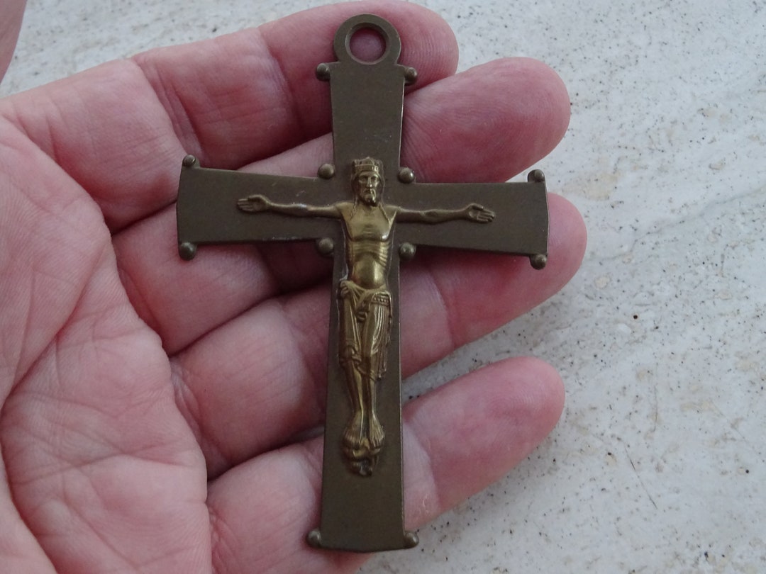 Rare Religious Antique French Catholic Copper Crucifix Pendant - Etsy