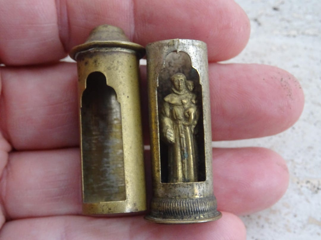 Religious Antique French Catholic Copper Pocket Shrine Relic Chapel ...