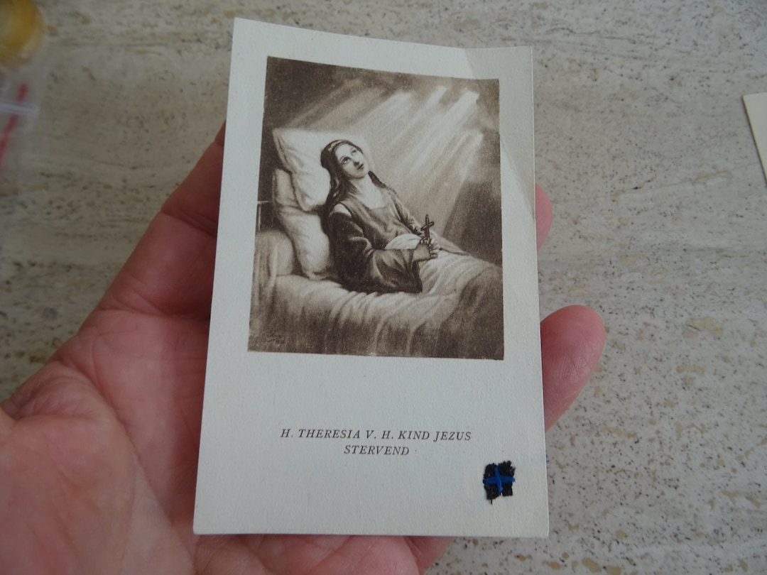 Rare Religious Antique French Catholic Relic Reliquary Shrine Card With ...