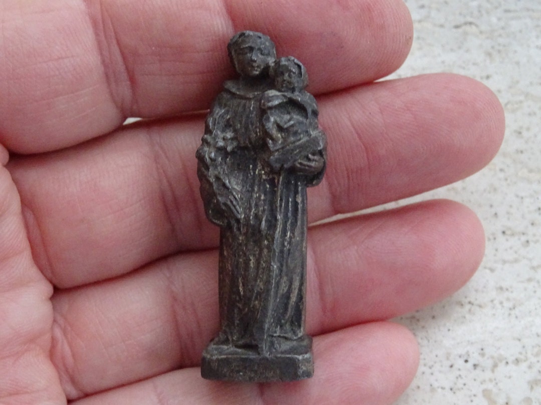Religious Antique French Silvered Catholic Pocket Shrine Statue ...